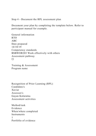 TASK 2Plan RPL Assessment(Using case study.docx