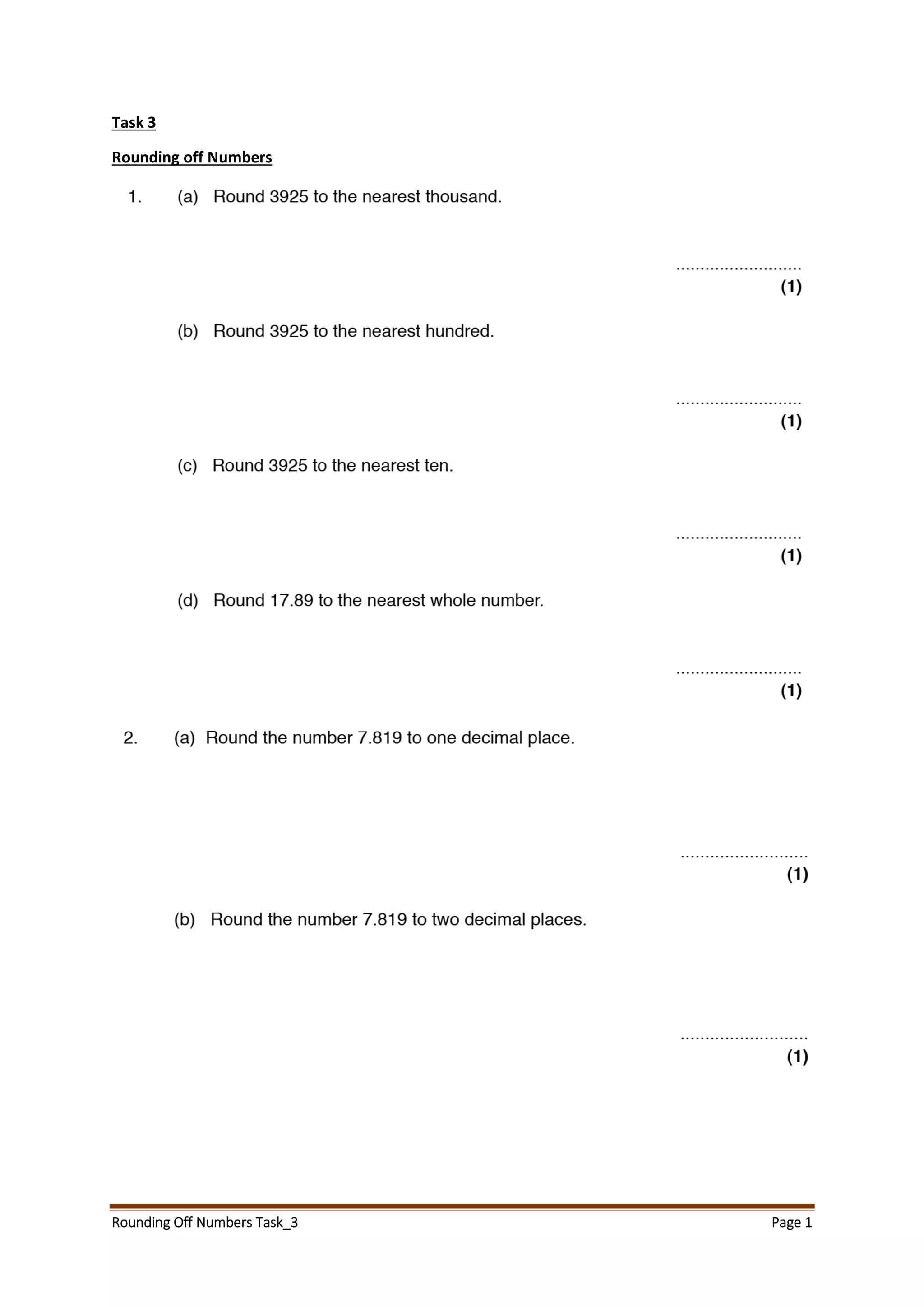 Rounding Off Numbers Worksheet | PDF