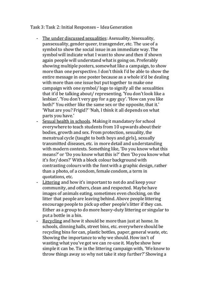 Task 3 task 2- initial responses – idea generation (word doc.) | PDF