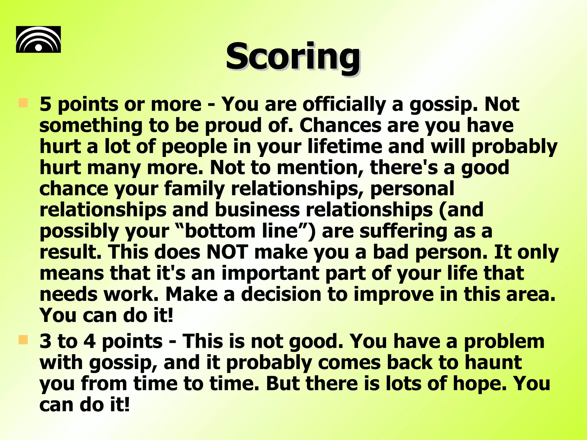 Questionnaire - Gossip | PPT