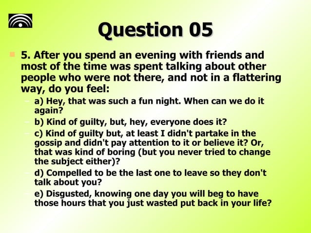 Questionnaire - Gossip | PPT
