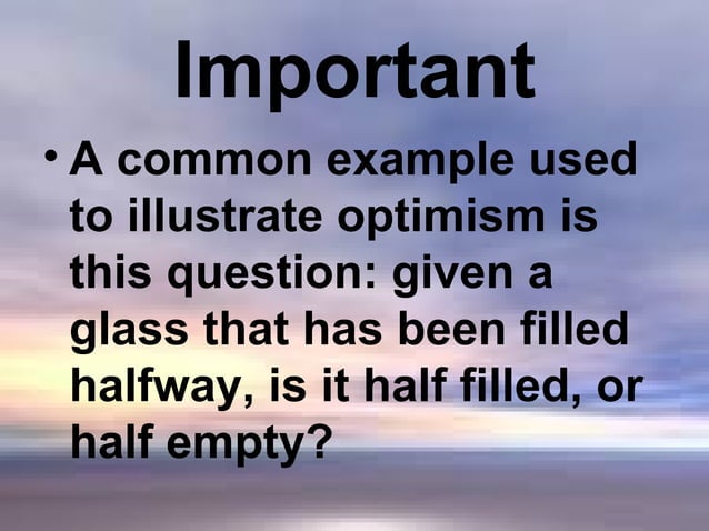 Optimism | PPT | Medical Health