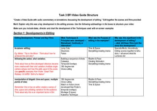 Task 3 bfi video guide structure | DOCX