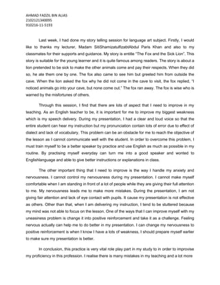 Task 3 lga reflection story telling | PDF