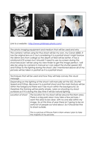 Portrait proposal form | DOC | Photography | Arts and Crafts