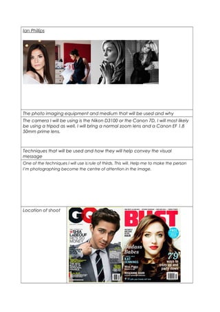 Task 3 portrait photo shoot proposal form | PDF