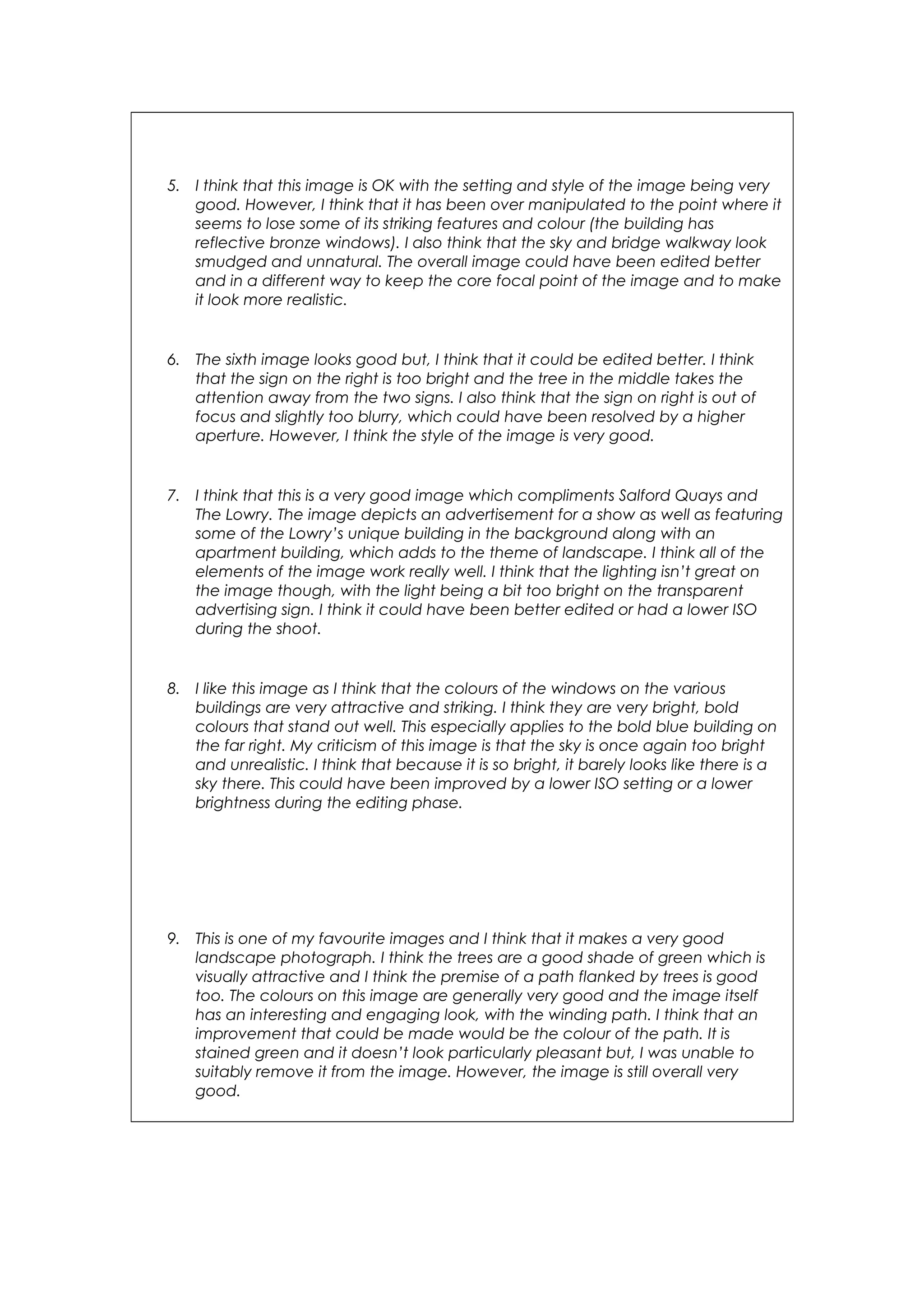 Task 4 final images review work sheet landscape | DOC