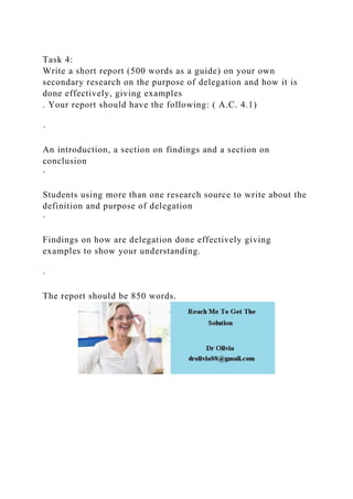 Task 4 Write a short report (500 words as a guide) on your own se.docx