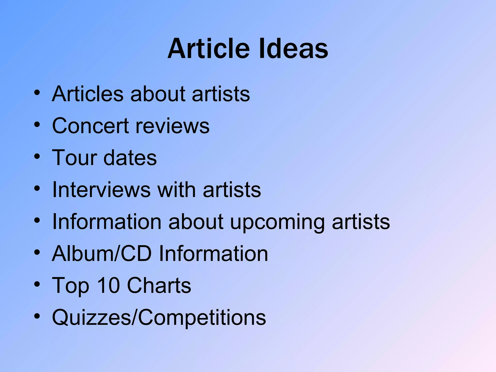 Task 5 research into similar music magazines | PPT