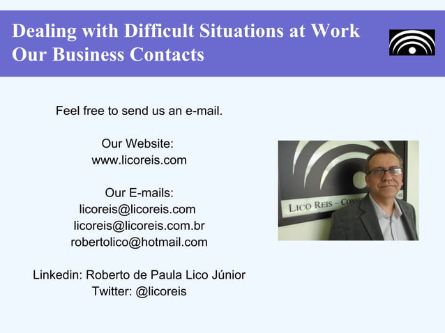 Dealing with difficult situations at work | PPT