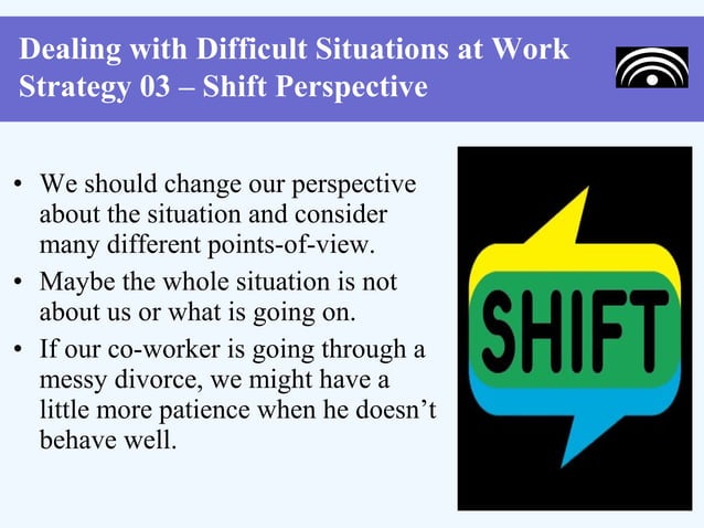 Dealing with difficult situations at work | PPT