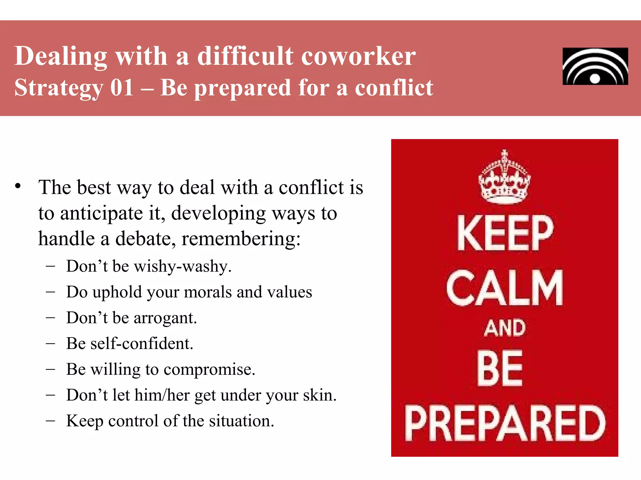Dealing with a difficult coworker | PPT