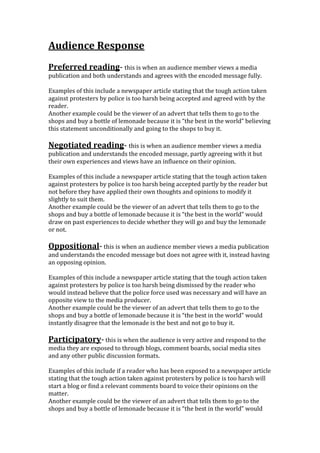 Understanding Audience Response to Media: Preferred, Negotiated ...