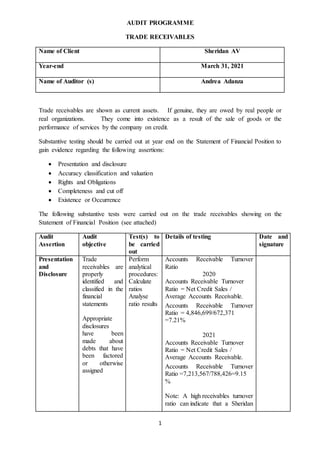 Task 5 programme receivables prepayments | DOCX