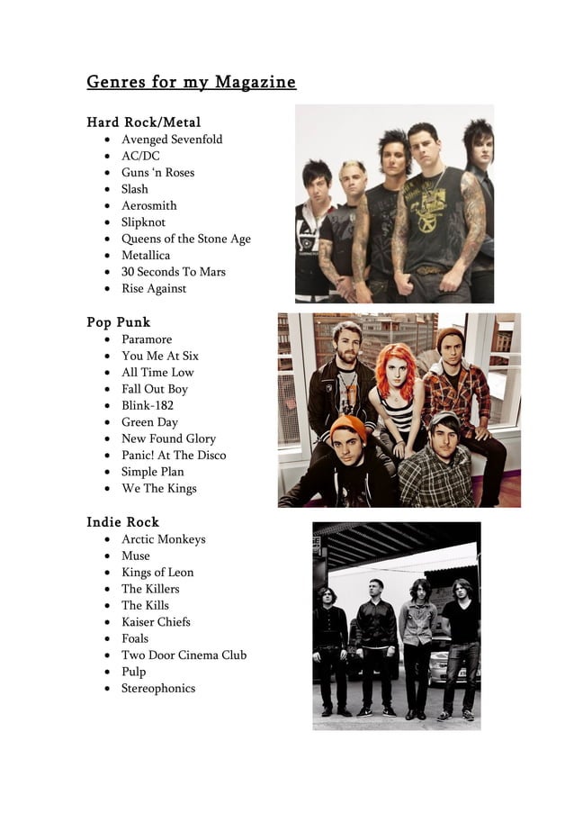 List of Rock Bands | DOC