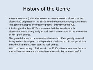 Genre Research | PPTX | Alternative Rock | Rock Music