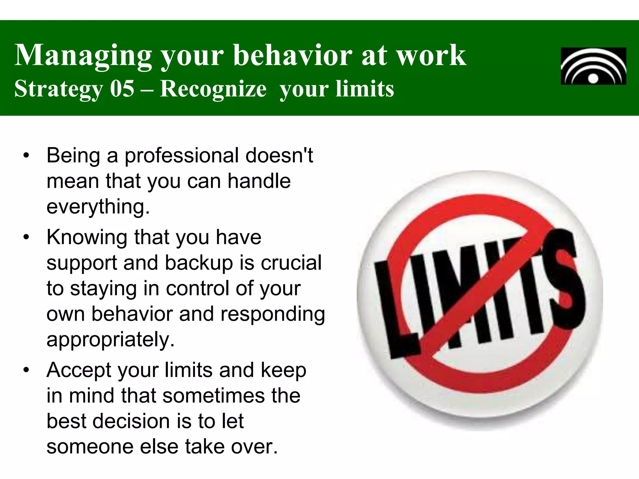 Managing your behavior at work | PPTX