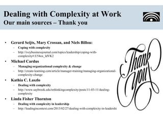 Dealing with complexity at work | PPT