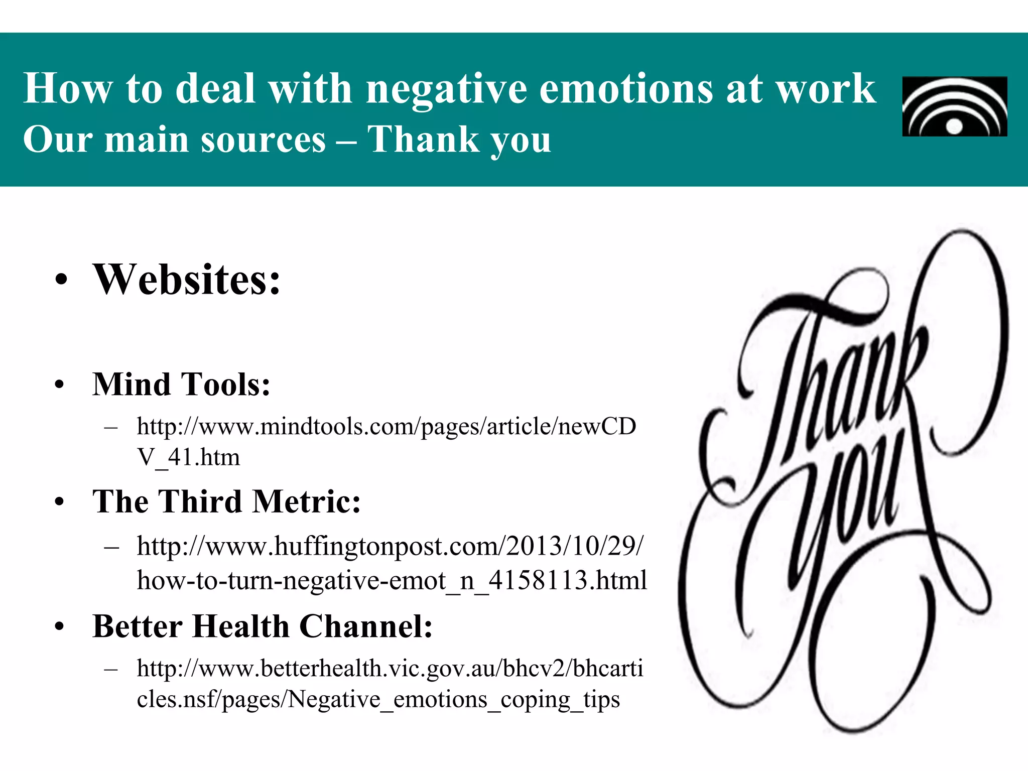 How to deal with negative emotions at work | PPTX