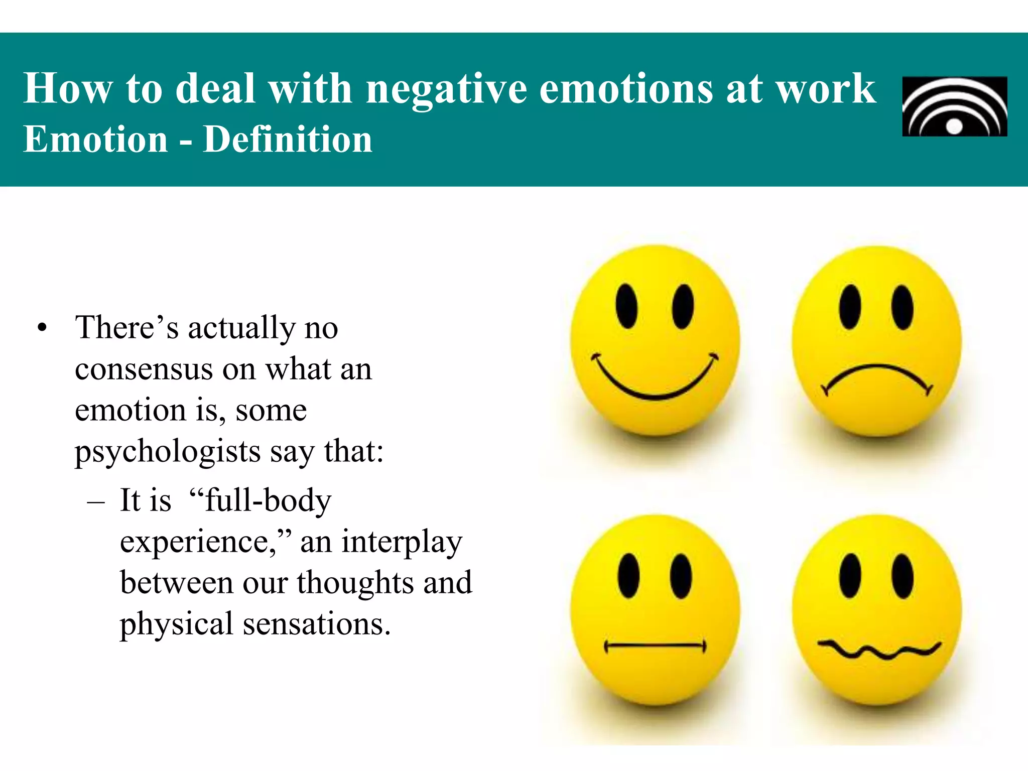 How to deal with negative emotions at work | PPTX