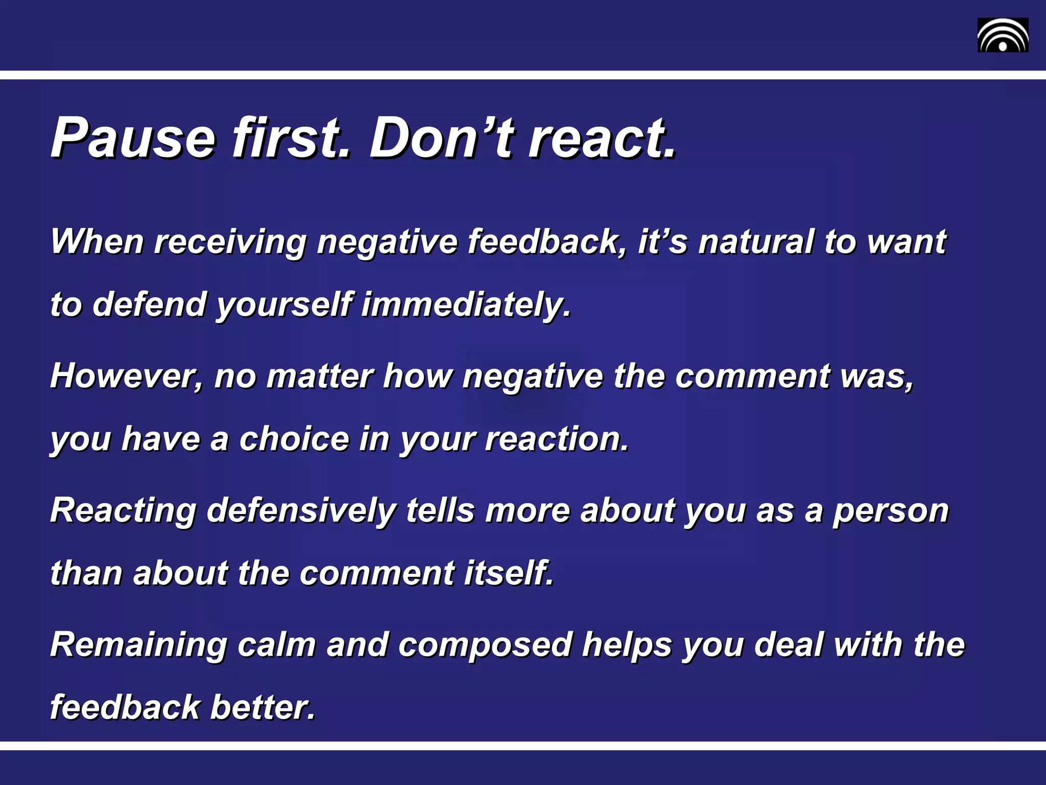 Ways to Deal with Negative Feedback | PPT | Email | Internet