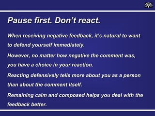Ways to Deal with Negative Feedback | PPT | Email | Internet