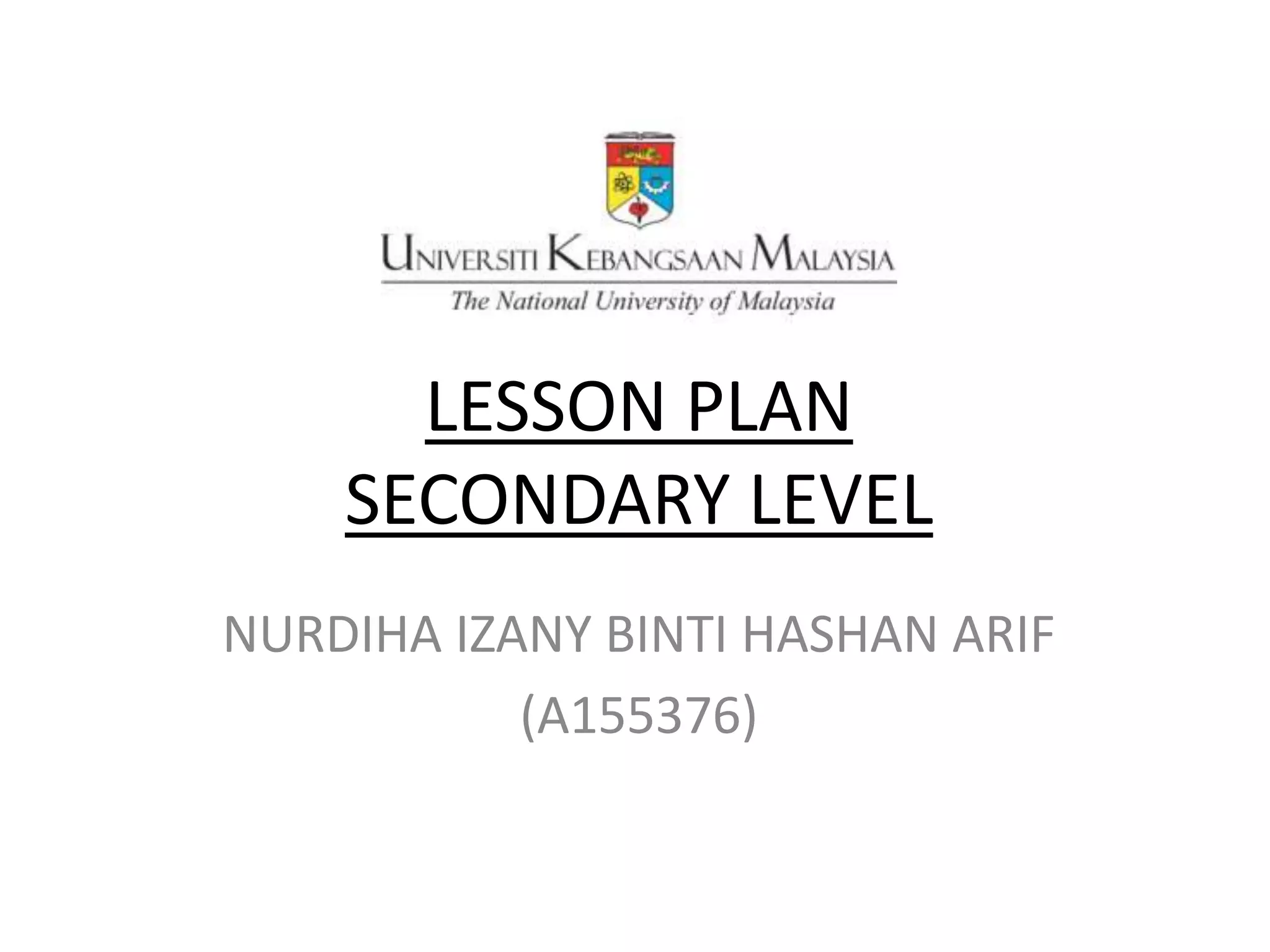Task 8 lesson plan Secondary Level | PPT