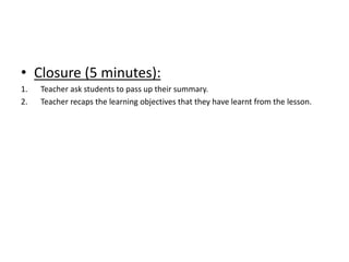 Task 8 lesson plan Secondary Level | PPT