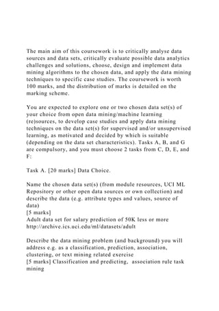 Task A. [20 marks] Data Choice. Name the chosen data set(s) .docx