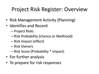 Project Risk Register | PPTX