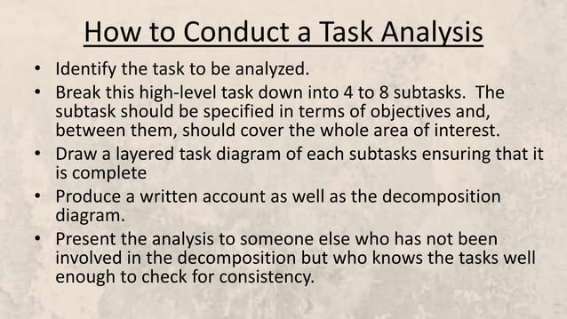 Task analysis | PPTX | Resume Writing and Advice | Job Search