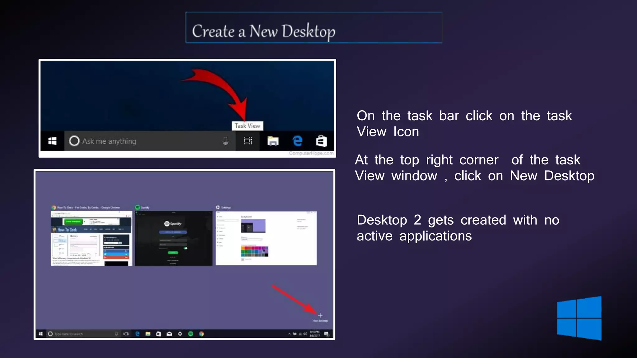 Task bar and start menu in window 10 - Class IV | PPTX