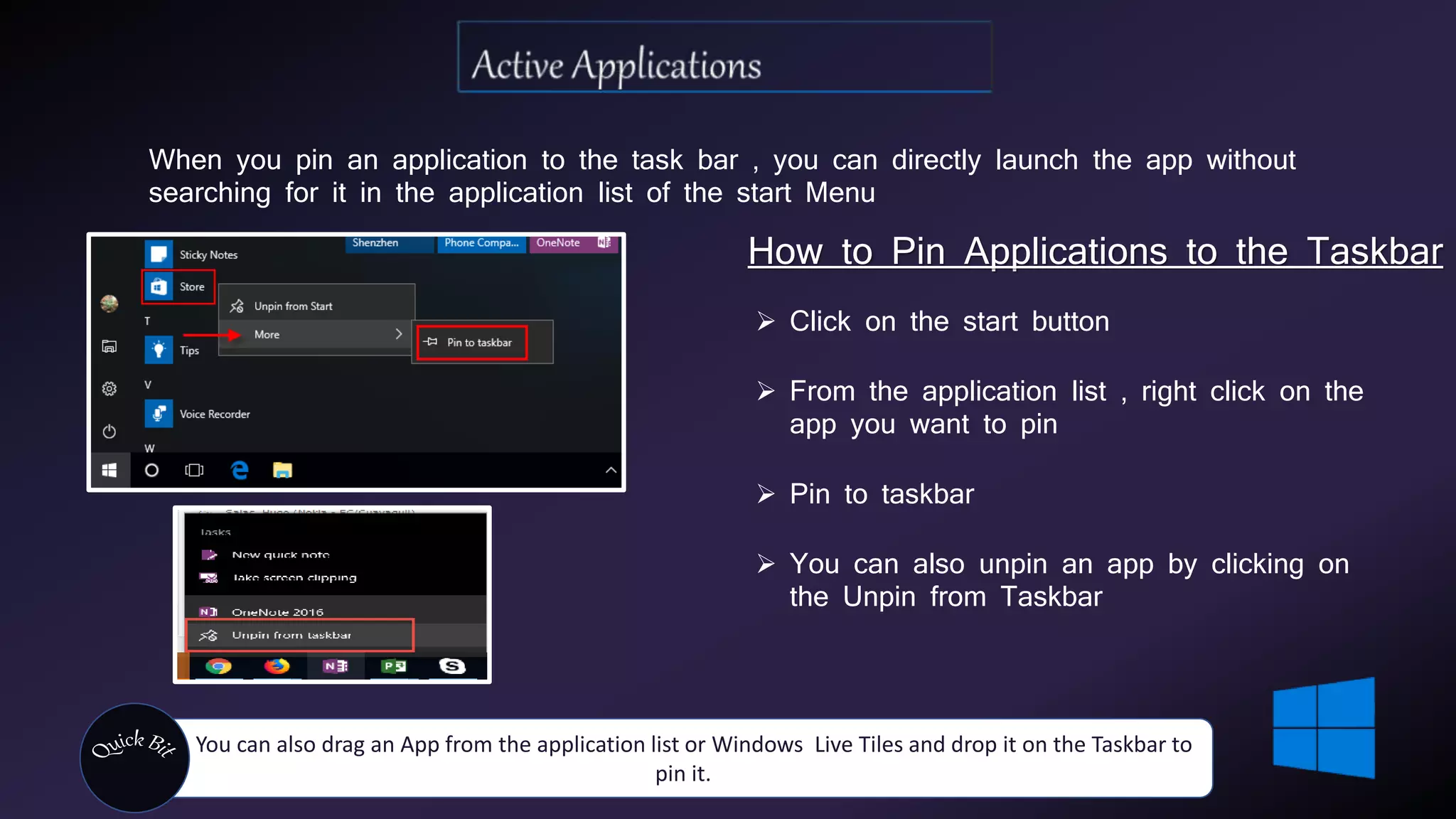 Task bar and start menu in window 10 - Class IV | PPTX | Operating ...