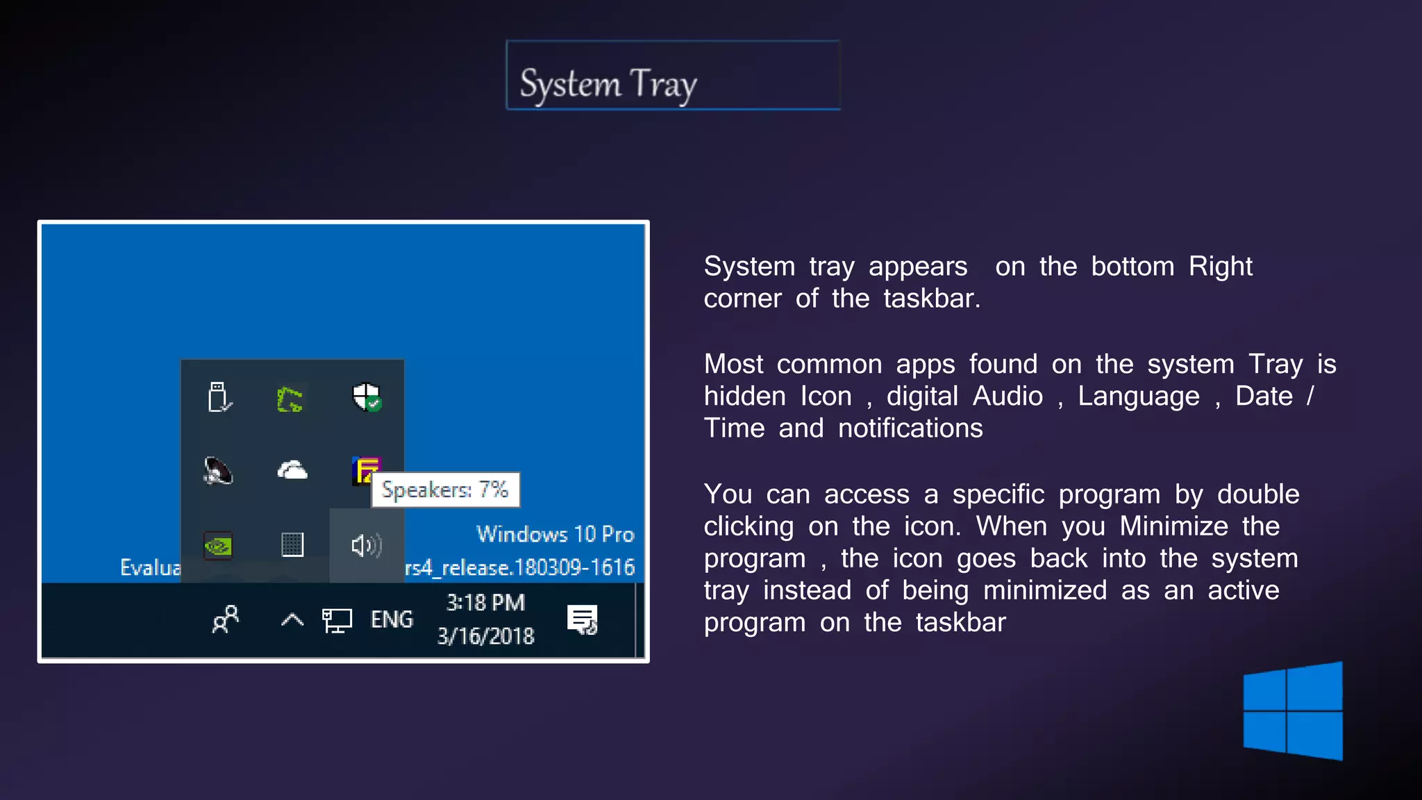 Task bar and start menu in window 10 - Class IV | PPTX