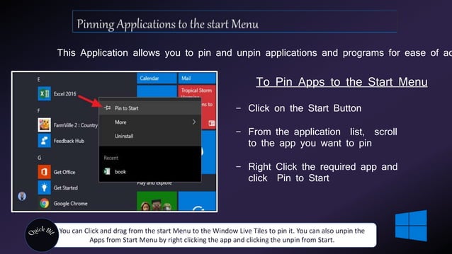 Task bar and start menu in window 10 - Class IV | PPTX | Operating Systems | Computer Software ...