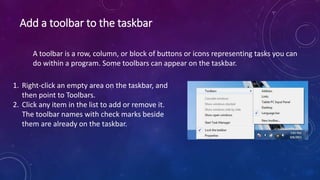 Taskbar & start menu properties | PPTX