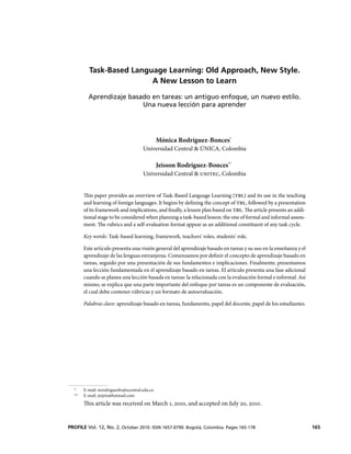 Task based language learning. old approach, new style. a new lesson to learn. | PDF | Homework ...