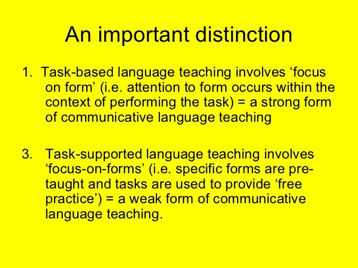 Task based language teaching