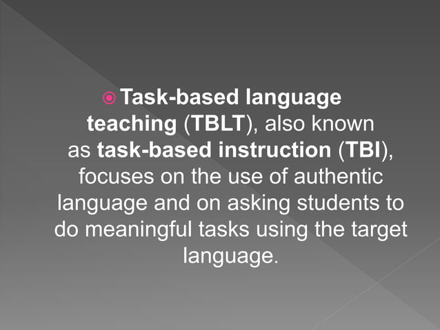 Task based language teaching | PPT