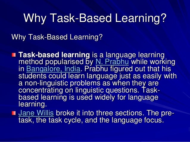 Task Based Learning Examples Task Based Learning Examples