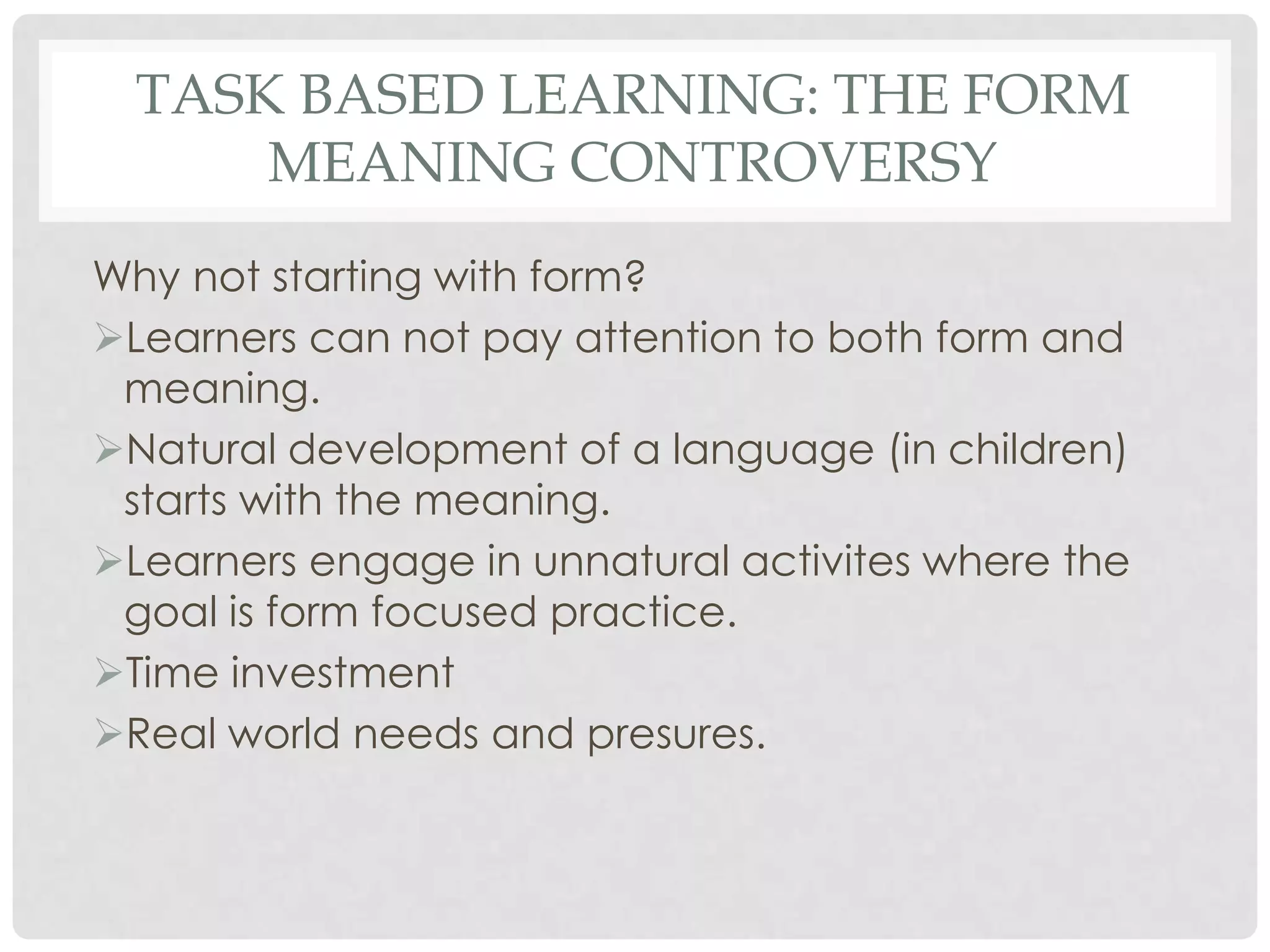 Task based learning in the english classroom | PPT