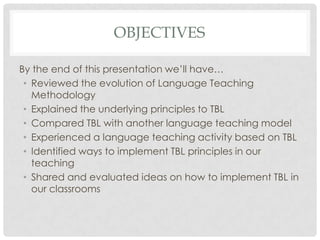 Task based learning in the english classroom | PPT