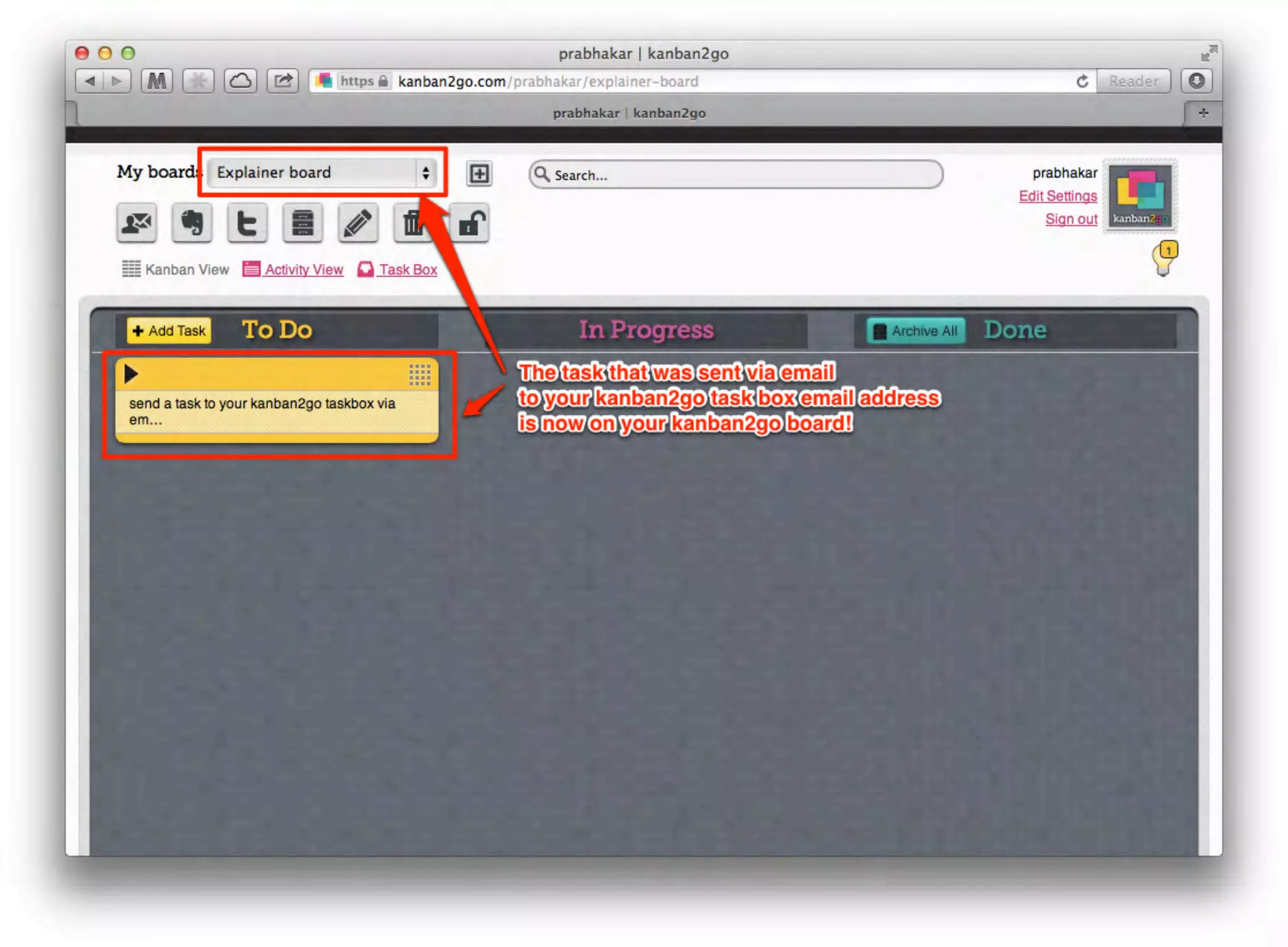 Taskbox explainer screenshots | PDF