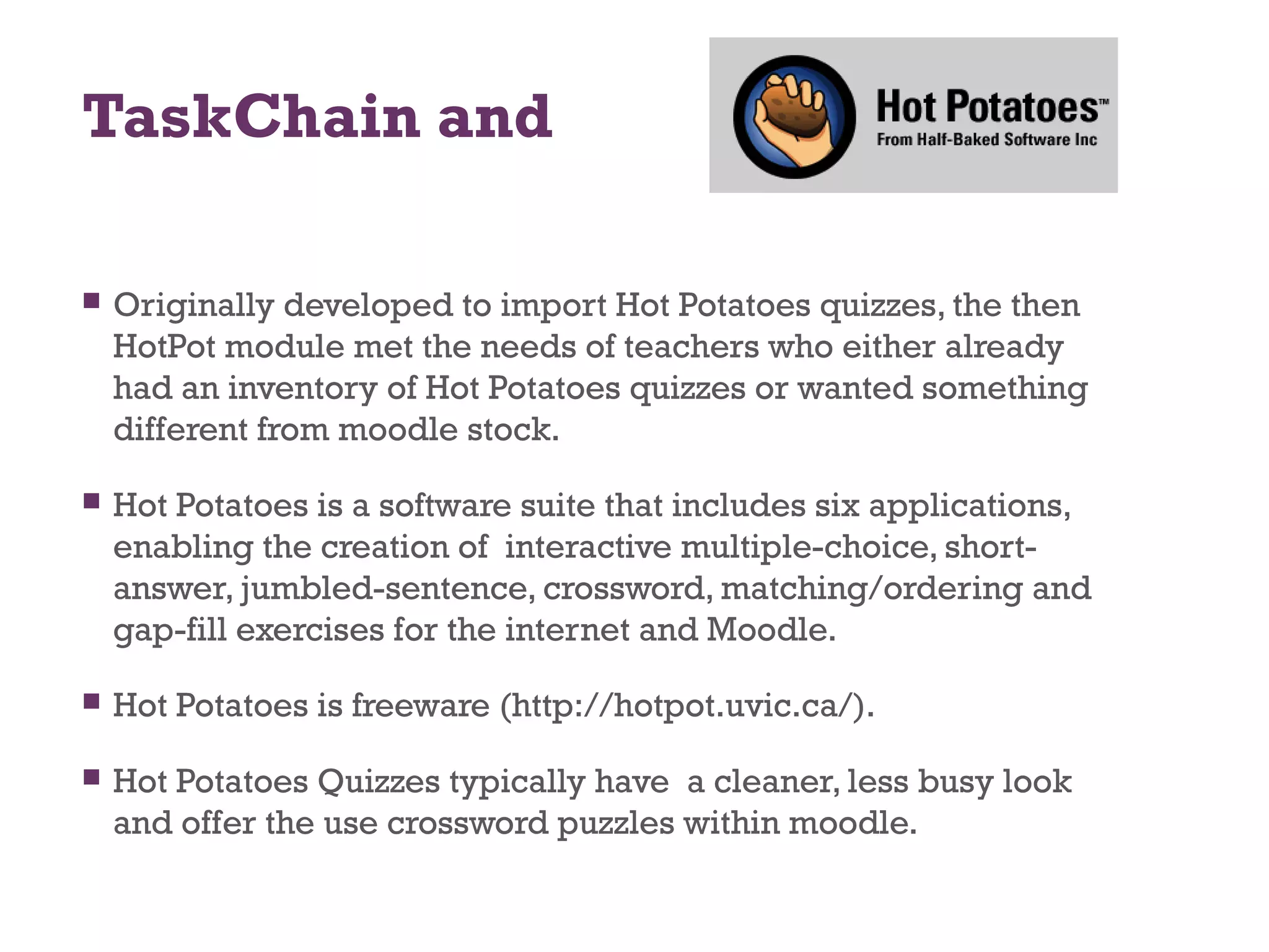 Using Moodle's Taskchain Plug-In | ODP