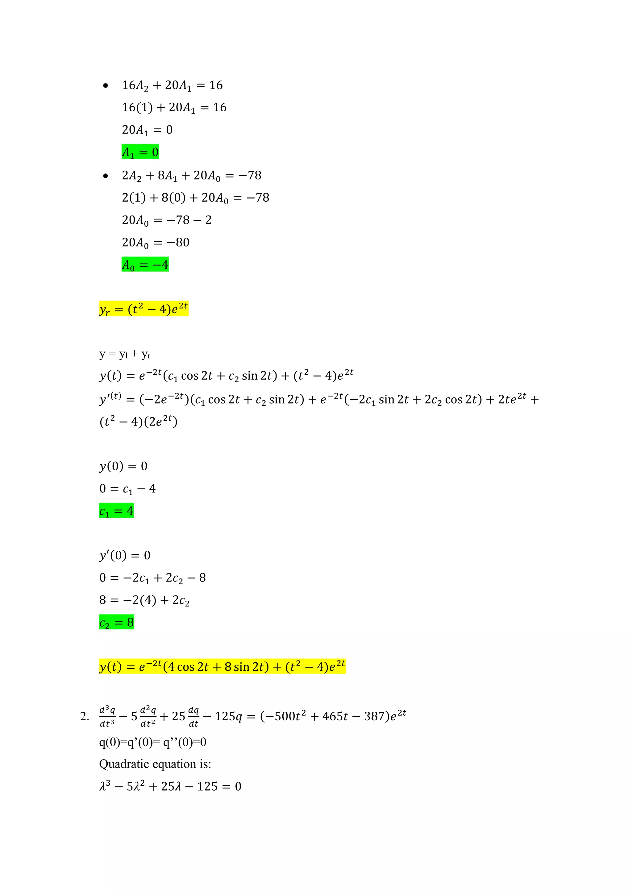 Task compilation - Differential Equation II | DOCX