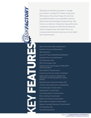 Task Factory - Pragmatic Works | PDF