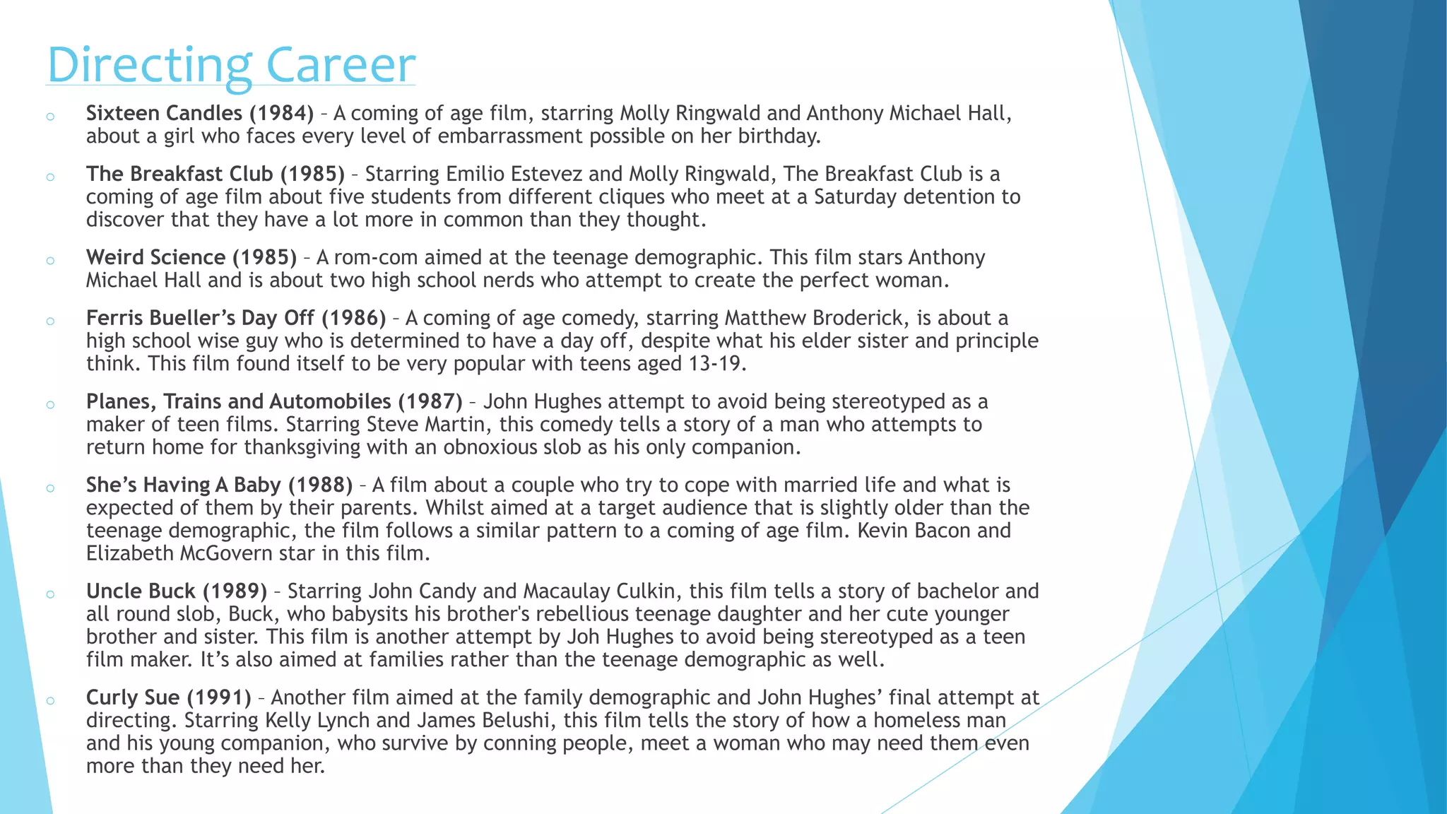 John Hughes: Director Case Study | PPTX