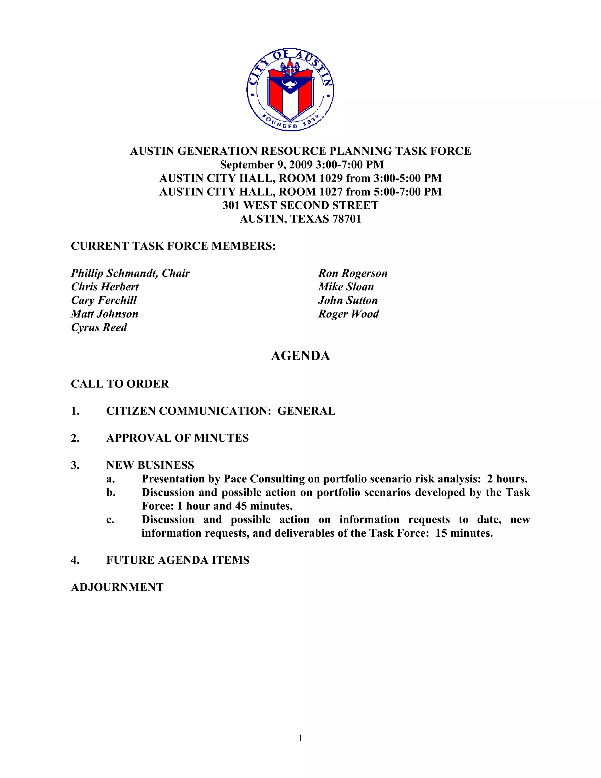Task Force 9 9 09 Agenda | DOC