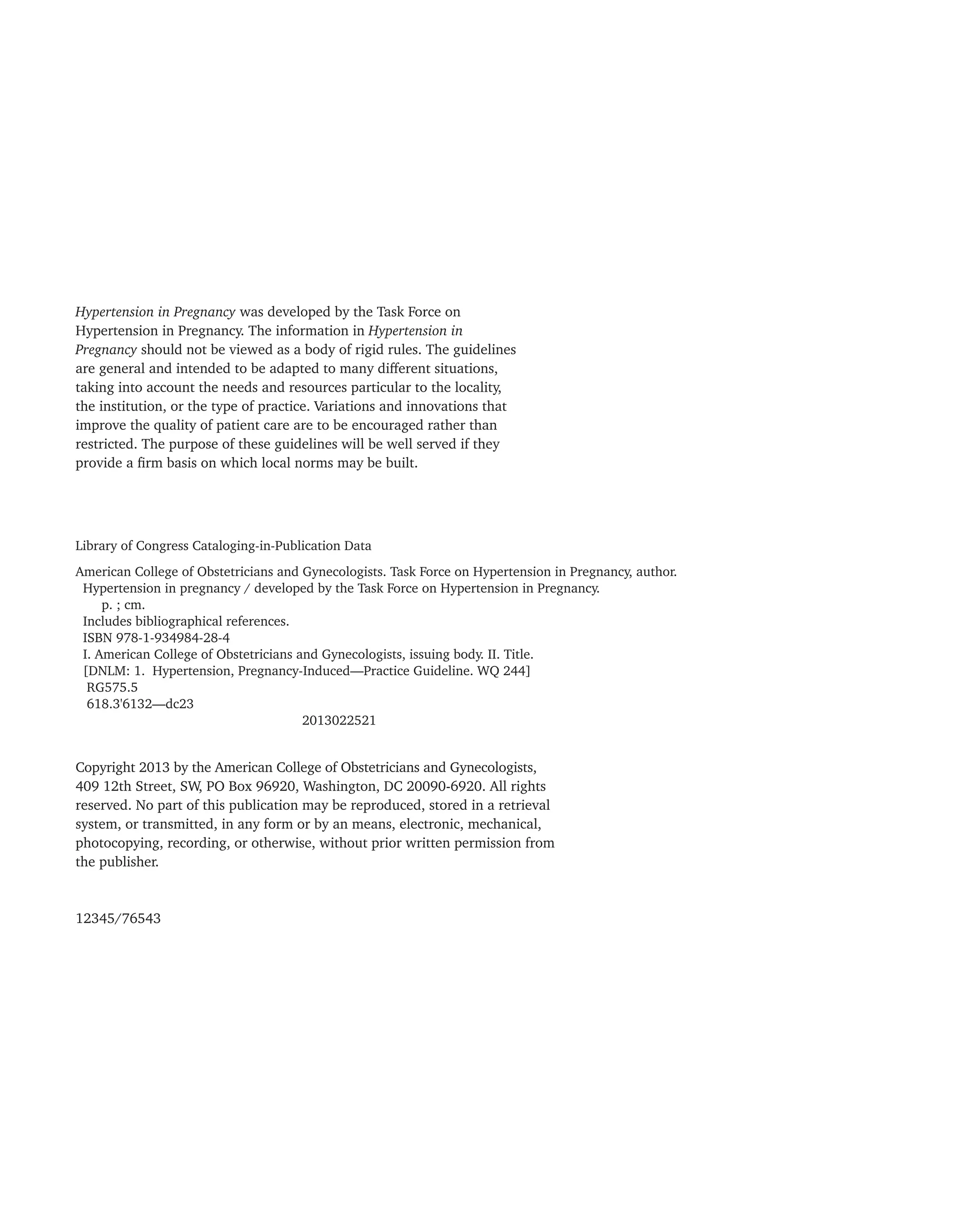 Task force in hypertension in pregnancy acog 2013 | PDF