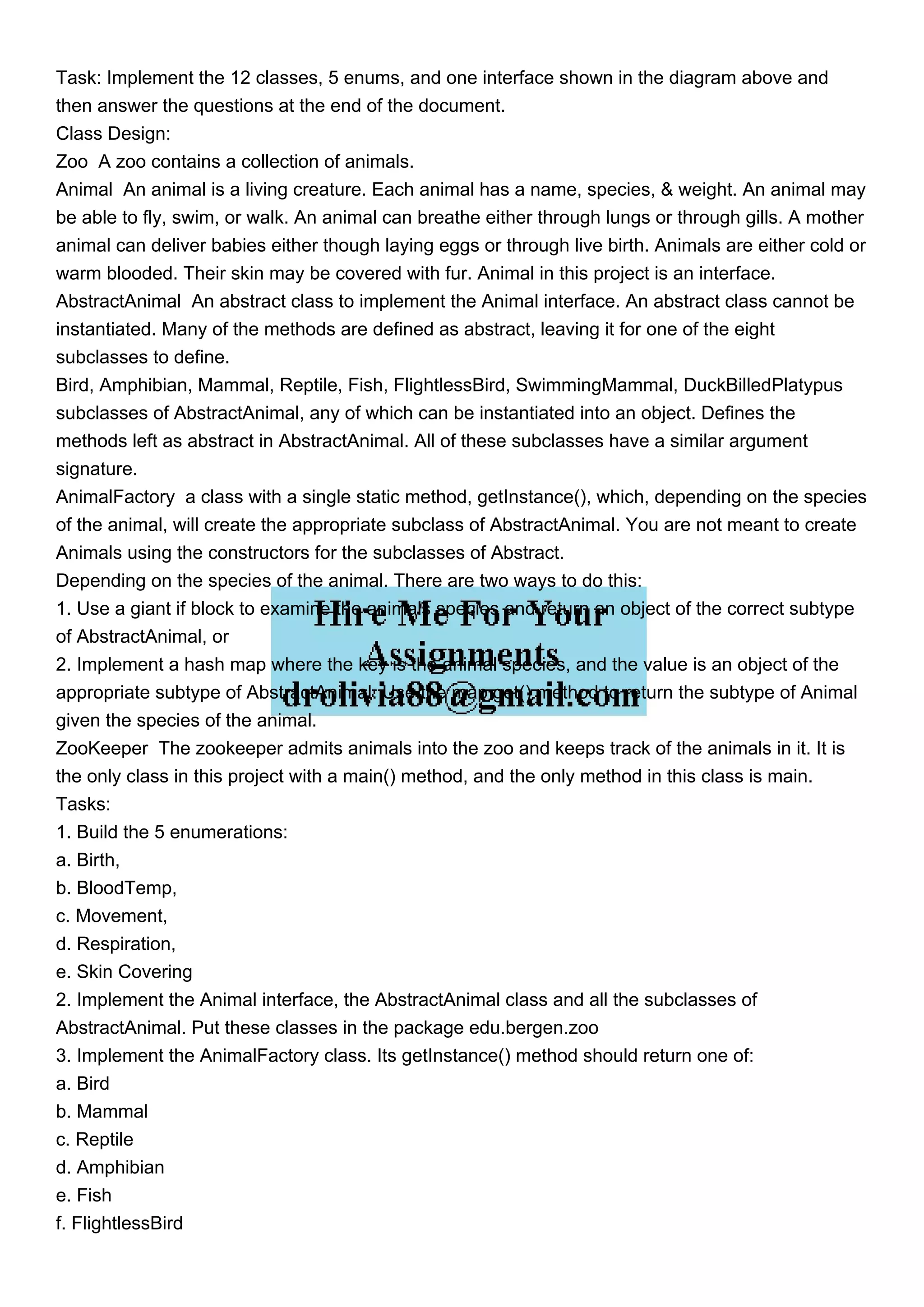 Task Implement the 12 classes 5 enums and one interface s.pdf